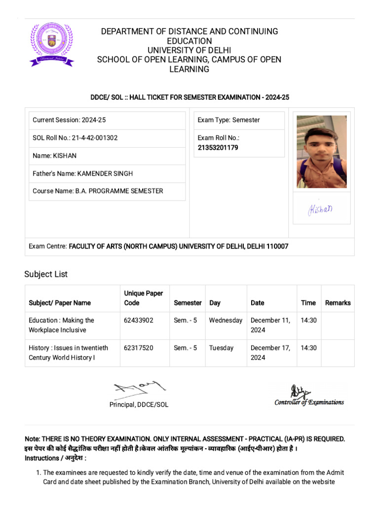 Department of Distance and Continuing Education University of Delhi ...