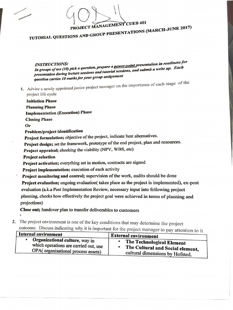 Project Management With Answers | PDF