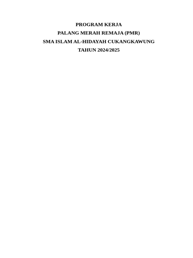Program Kerja PMR SMA Al-Hidayah 2024/2025 | PDF