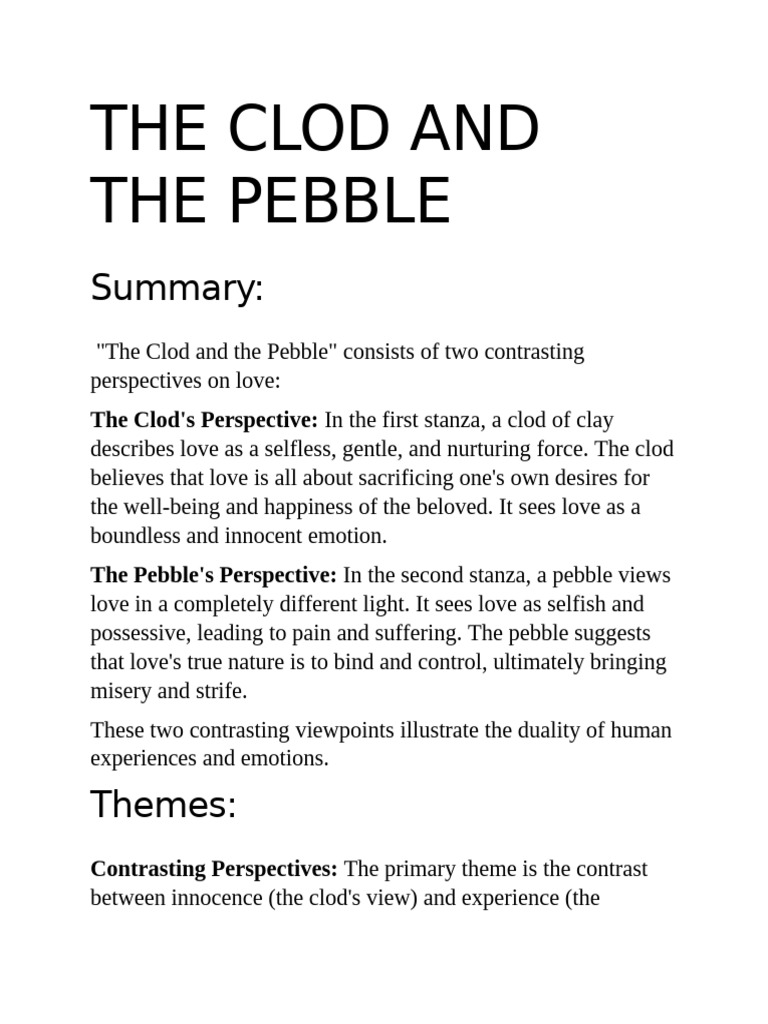 The Clod and The Pebble by William Blake | PDF | Love | Poetry