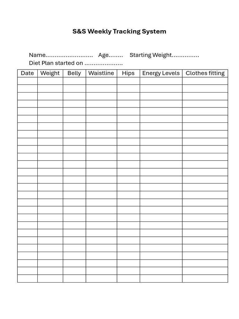S&S Weekly Tracking of Body Measurements (personal) | PDF