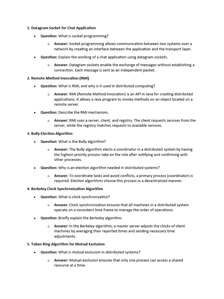 DC Viva Questions | PDF | Load Balancing (Computing) | Network Socket