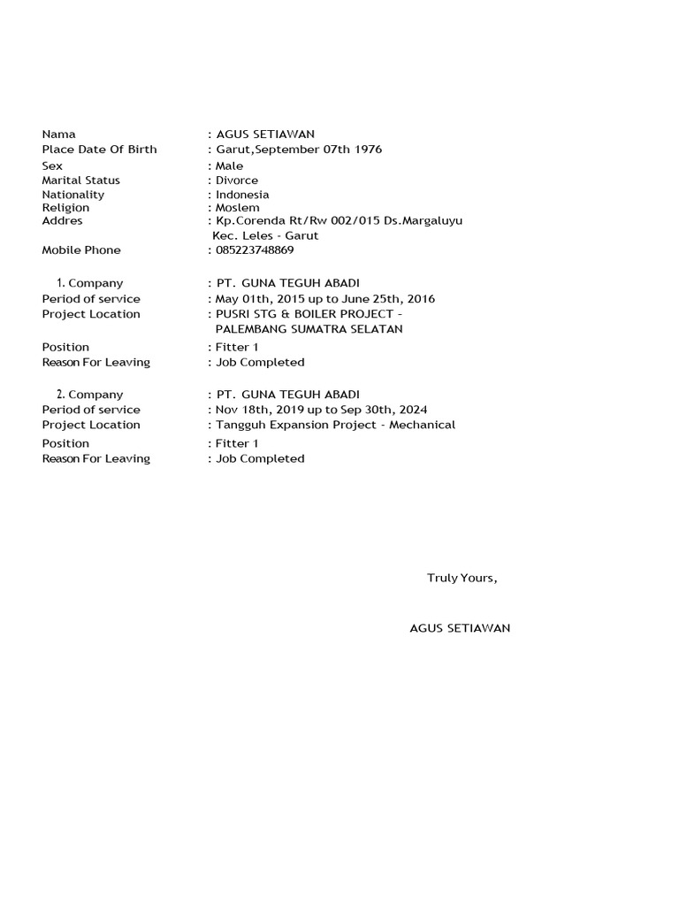 CV of Agus Setiawan Soegiarto | PDF