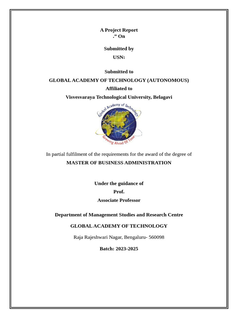 Internship Project Format | PDF