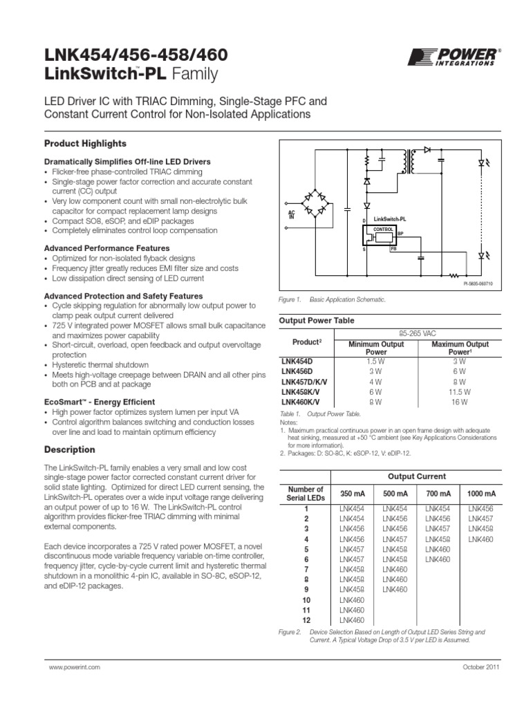 Linkswitch-Pl Family Datasheet-12517 | PDF | Capacitor | Rectifier