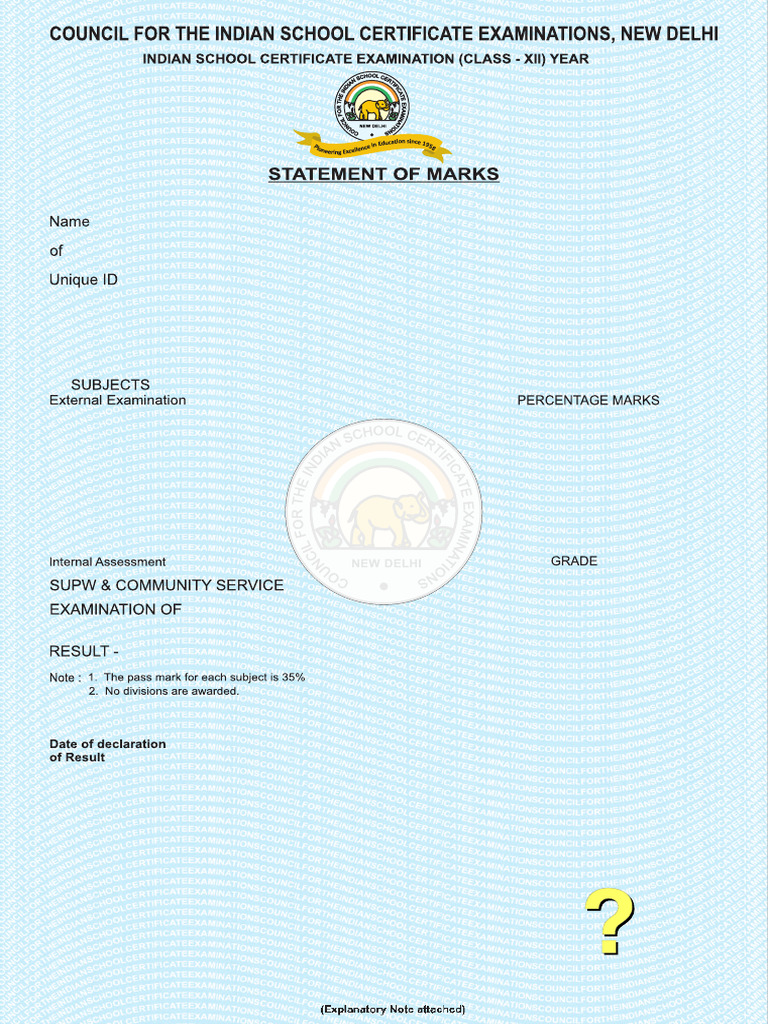 ISC Marks Statement for Divyanshu Raj | PDF