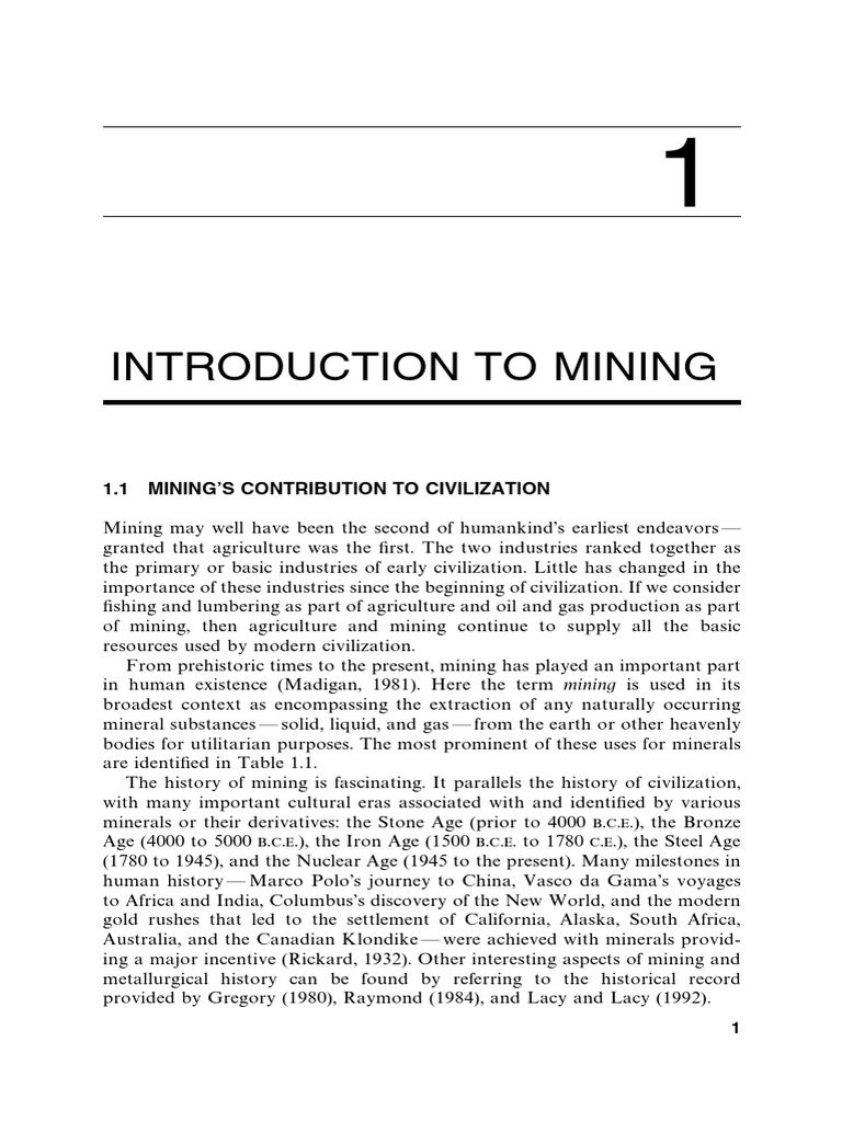 chapter1 - Introduction-to-mining | PDF | Mining | Minerals