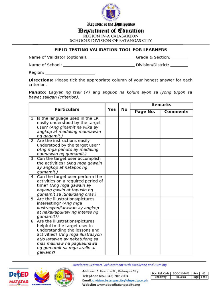 FTVT - Learners | PDF