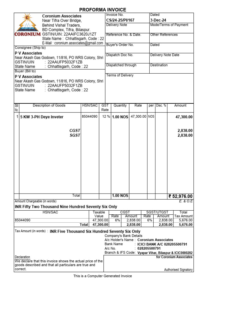 PV Associates PI | PDF | Government | Trade