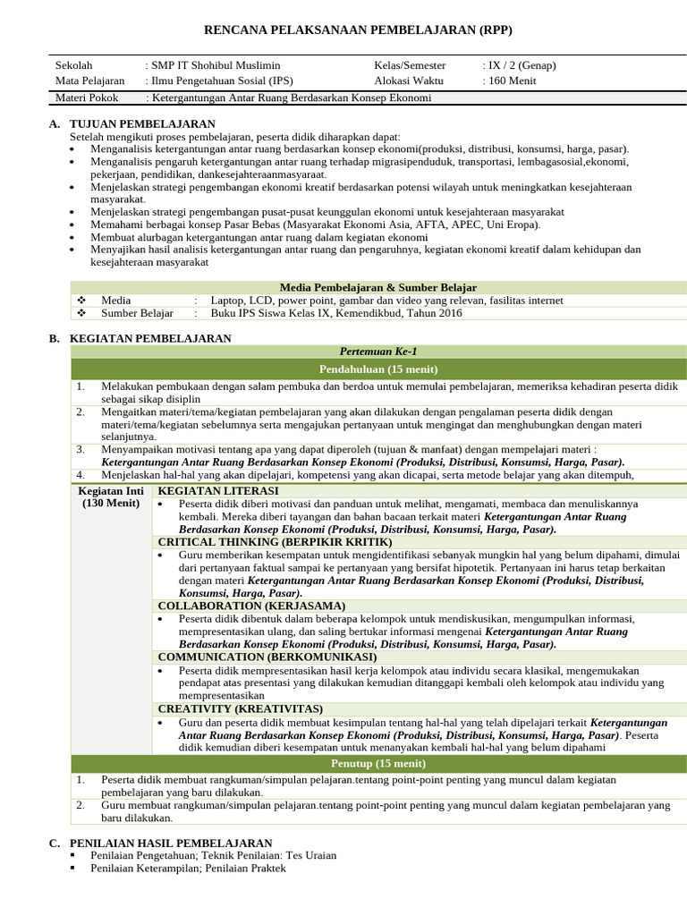 Centralpendidikan.com RPP II IPS Kelas 9 SEM 2 | PDF