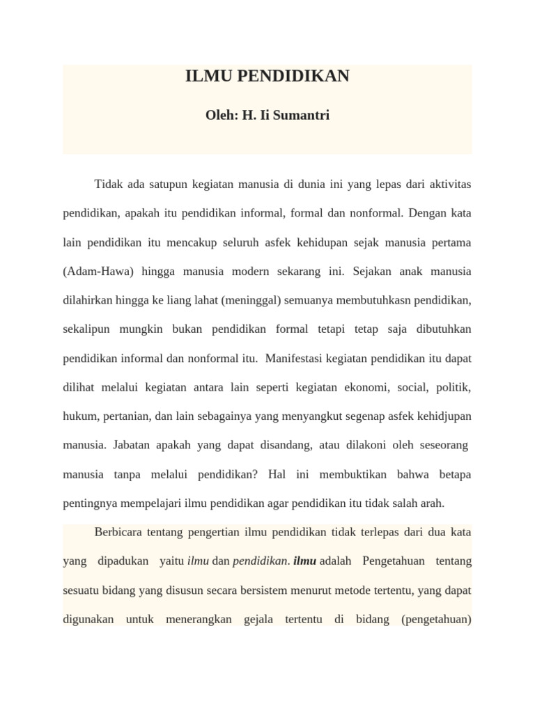 Konsep Dasar Ilmu Pendidikan | PDF