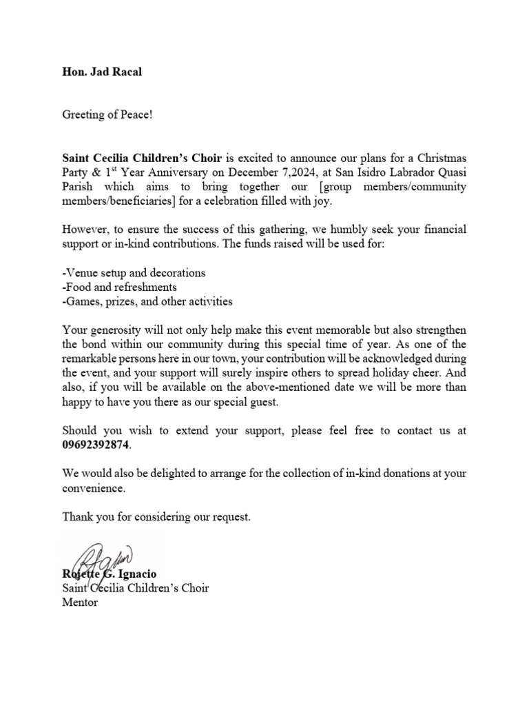 Support Our Choir's Christmas Celebration | PDF