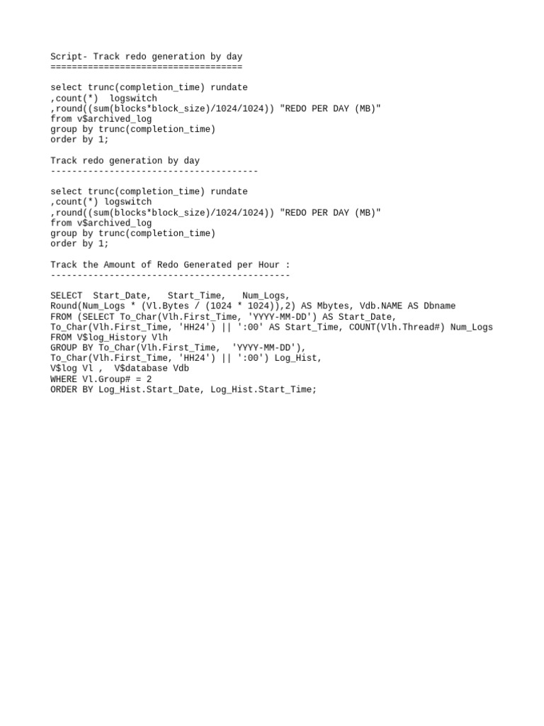Oracle Logging RedoGeneration - Tracking | PDF