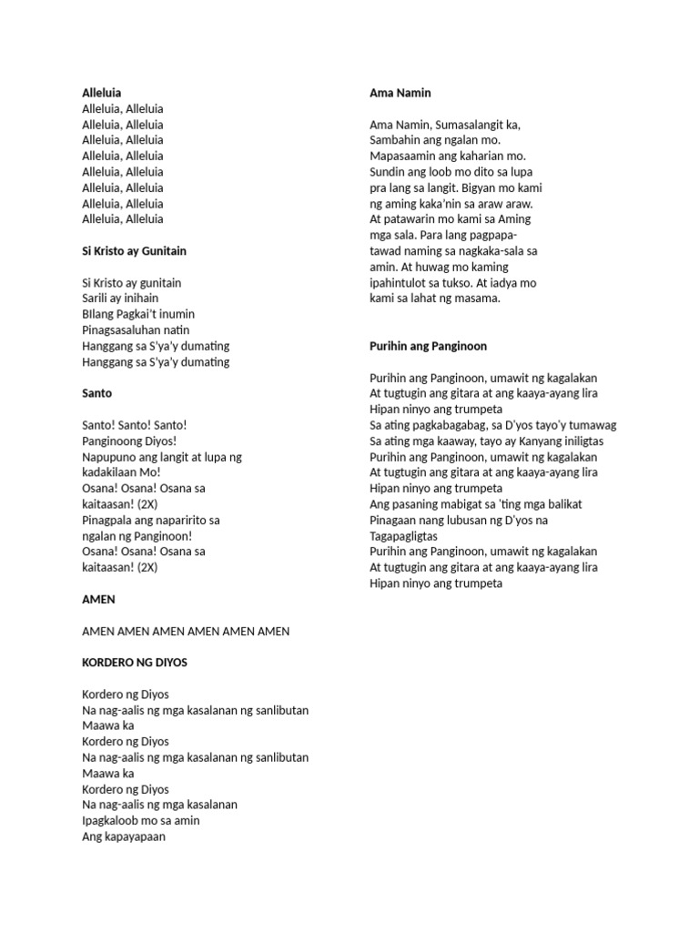 Lyrics Youth Choir | PDF