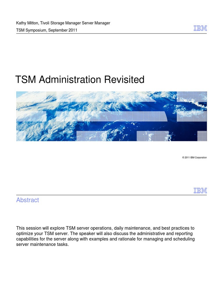 1 TSM Admin Best Practices | PDF | Replication (Computing) | Backup