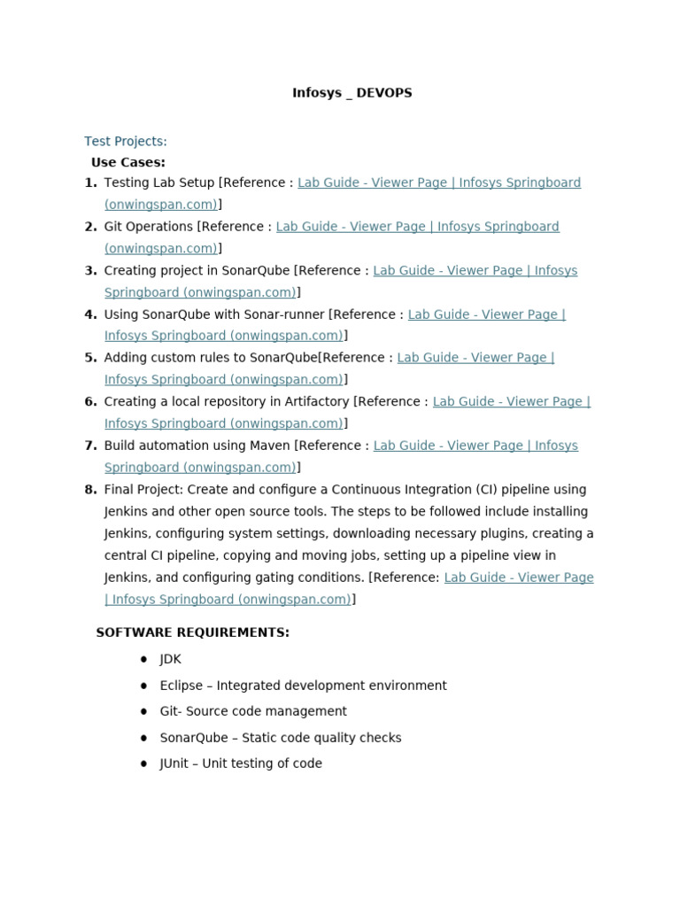 Infosys DevOps Usecases | PDF
