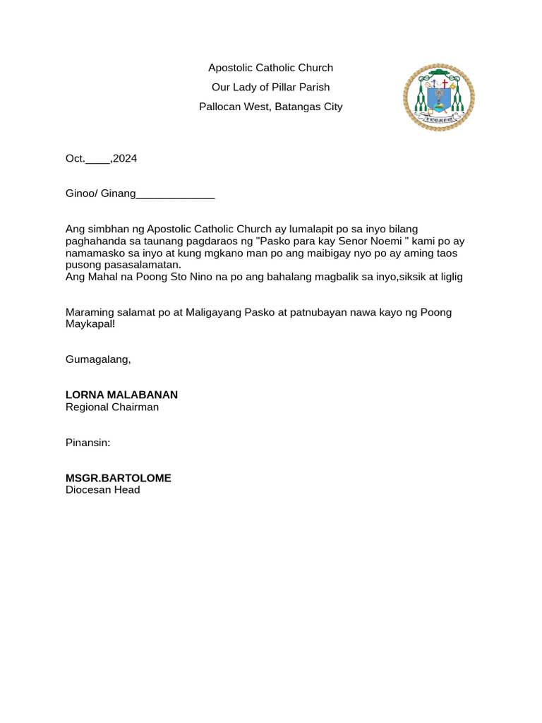 Church Letter | PDF
