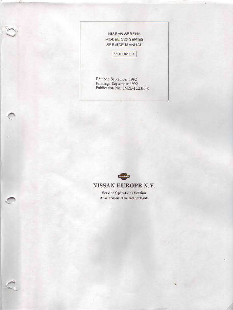 Nissan Serena c23 1991 Service Manual Part1 | PDF