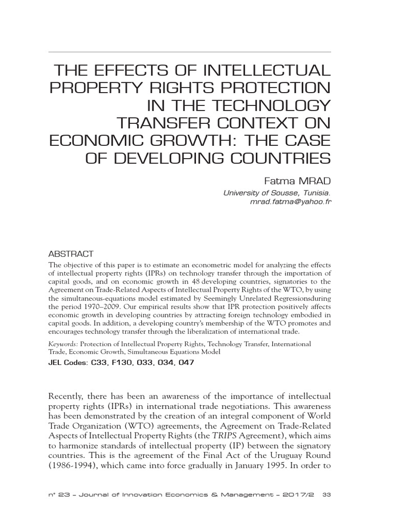The Effects of Intellectual Property Rights Protection in The ...