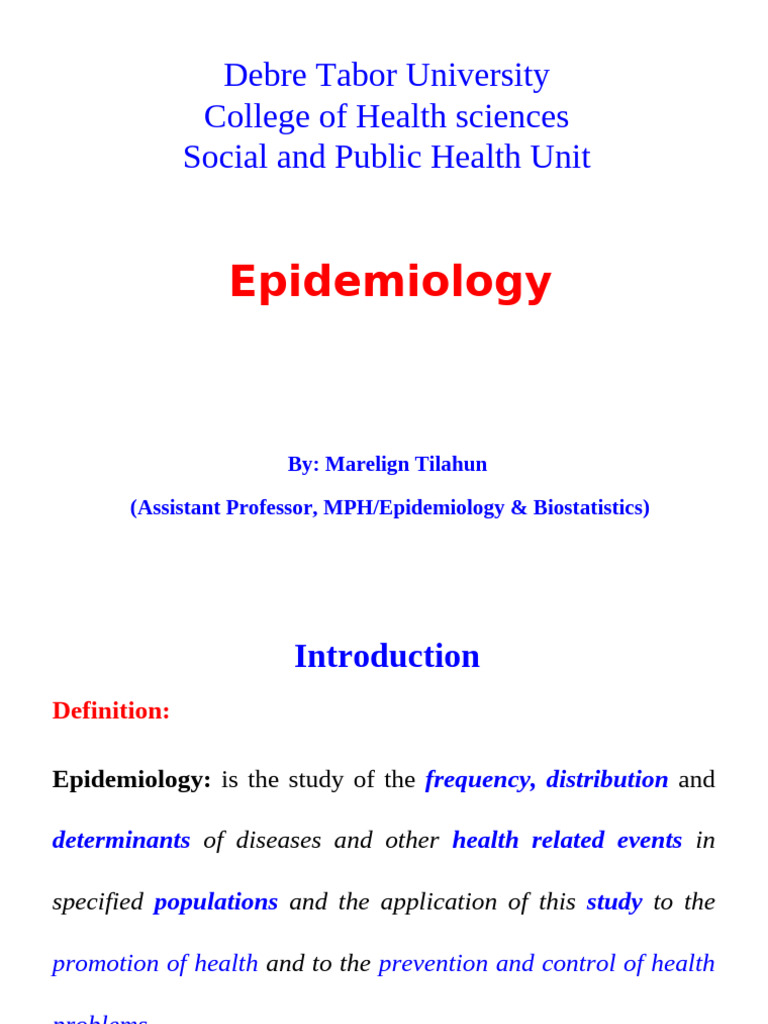 1 Epidemiology Ppt 1 Pdf Epidemiology Public Health