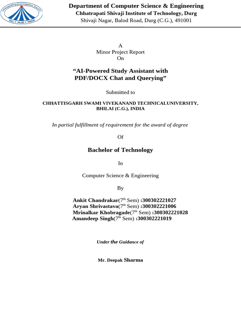 Ankit_Mrinalkar_Aryan_Amandeep(Minor Report) | PDF | Intelligence (AI ...