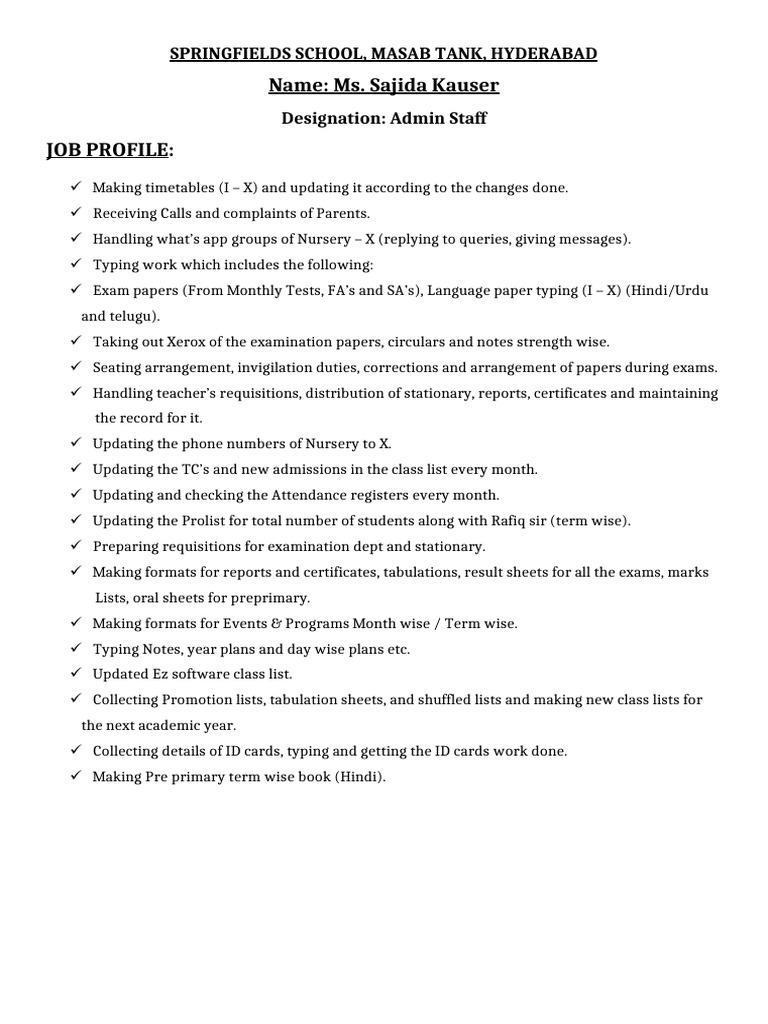 Job Profile | PDF