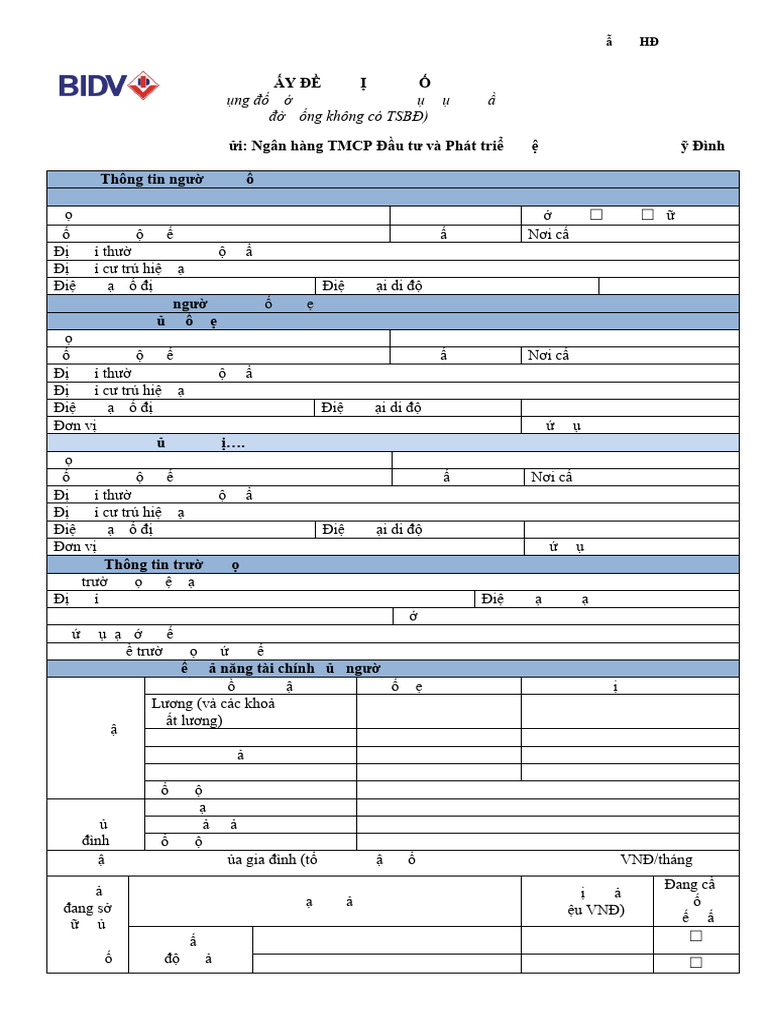(Kèm Theo) Mẫu 1 - Giấy Đề Nghị Vay Vốn BIDV | PDF