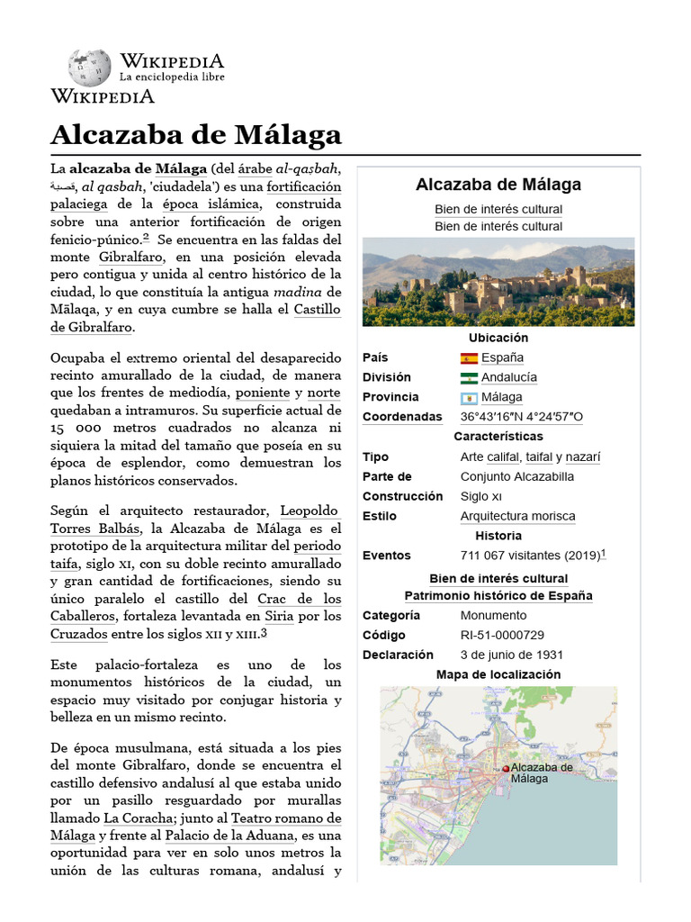 Alcazaba de Málaga: Historia y Arte | PDF