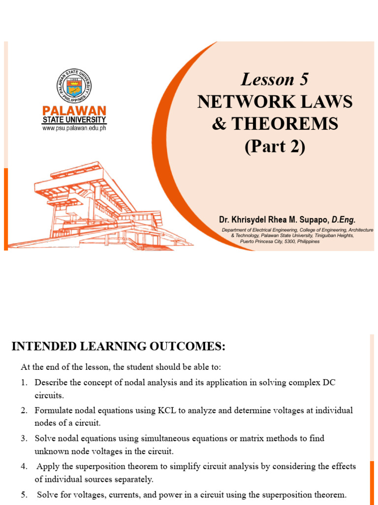 Lesson 5 Network Laws & Theorems (Part 2) | PDF | Electrical Network | Series And Parallel Circuits