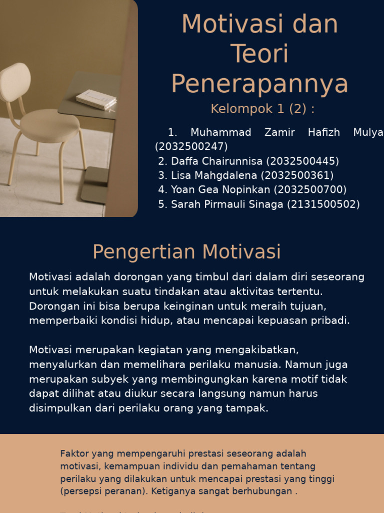 Motivasi Dan Teori Penerapannya - Kelompok 1 - IC | PDF