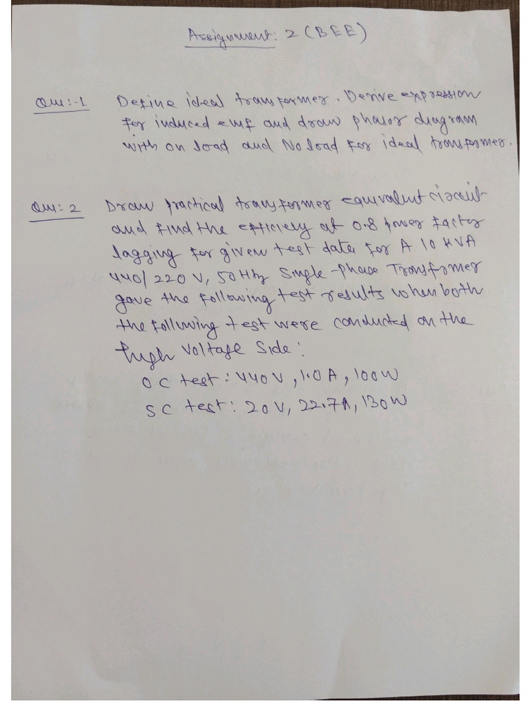 Assignment 2 (BEE) | PDF