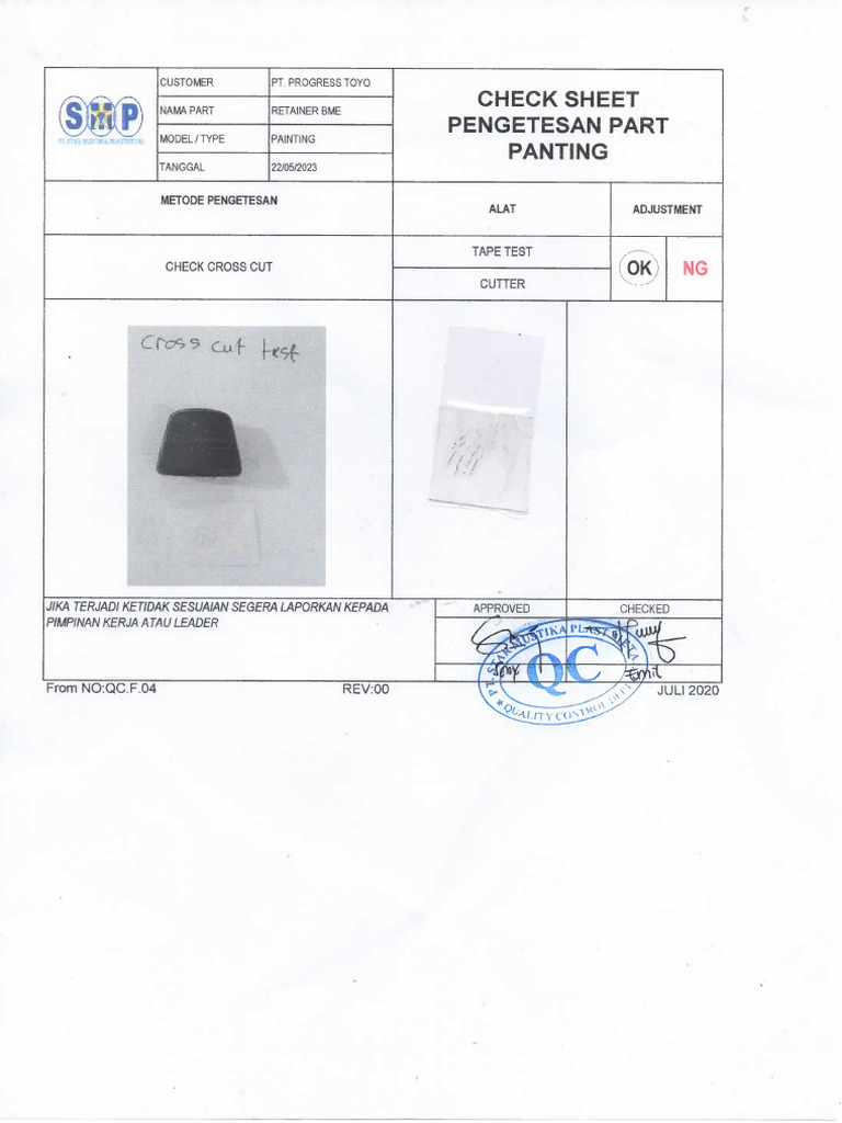 CROSS CUT TEST RETAINER PT PTI | PDF
