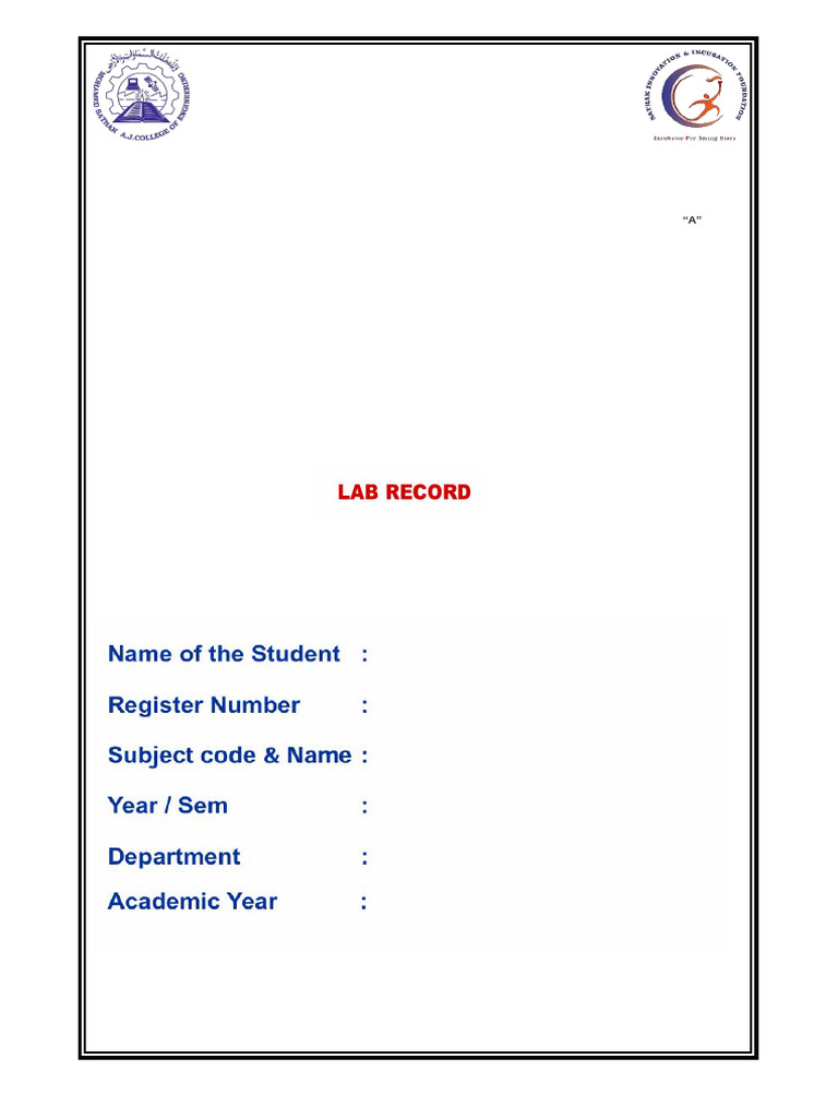 Lab Record FIRST PAGE 1 | PDF