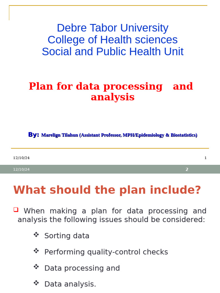 Lect 6 Plan for data processing and analysis | PDF | Data | Science