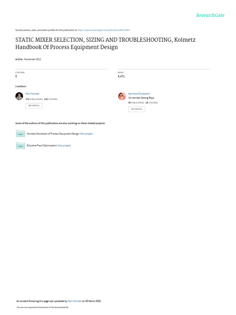 ENGINEERING DESIGN GUIDELINES Static Mixer Rev2.1web | PDF | Liquids | Laminar Flow