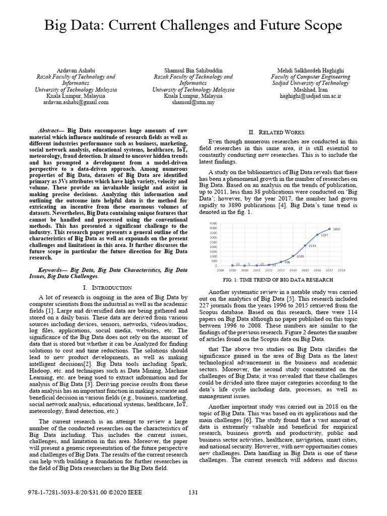 Big Data- Current Challenges and Future Scope | PDF | Big Data | Data
