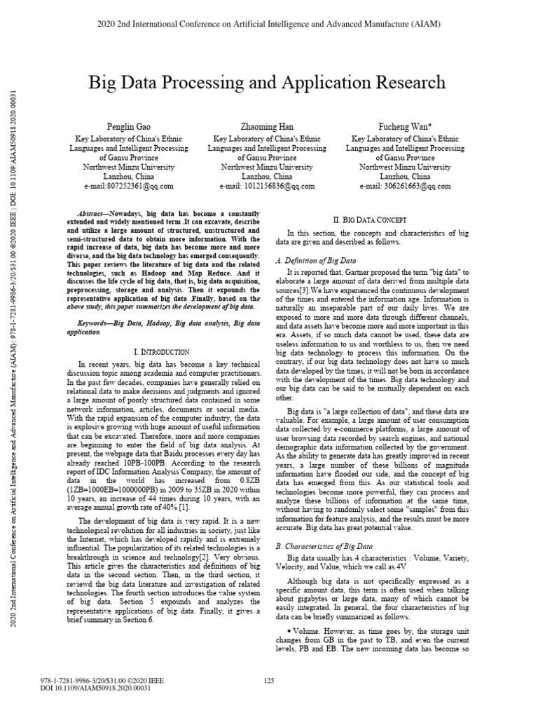 Big Data Processing and Application Research | PDF | Map Reduce | Apache Hadoop