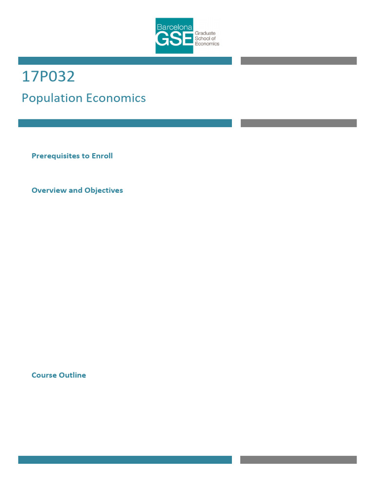 Population Economics Course Overview | PDF | Economics | Knowledge