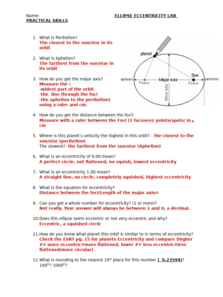 Understanding Ellipse Eccentricity Lab | PDF