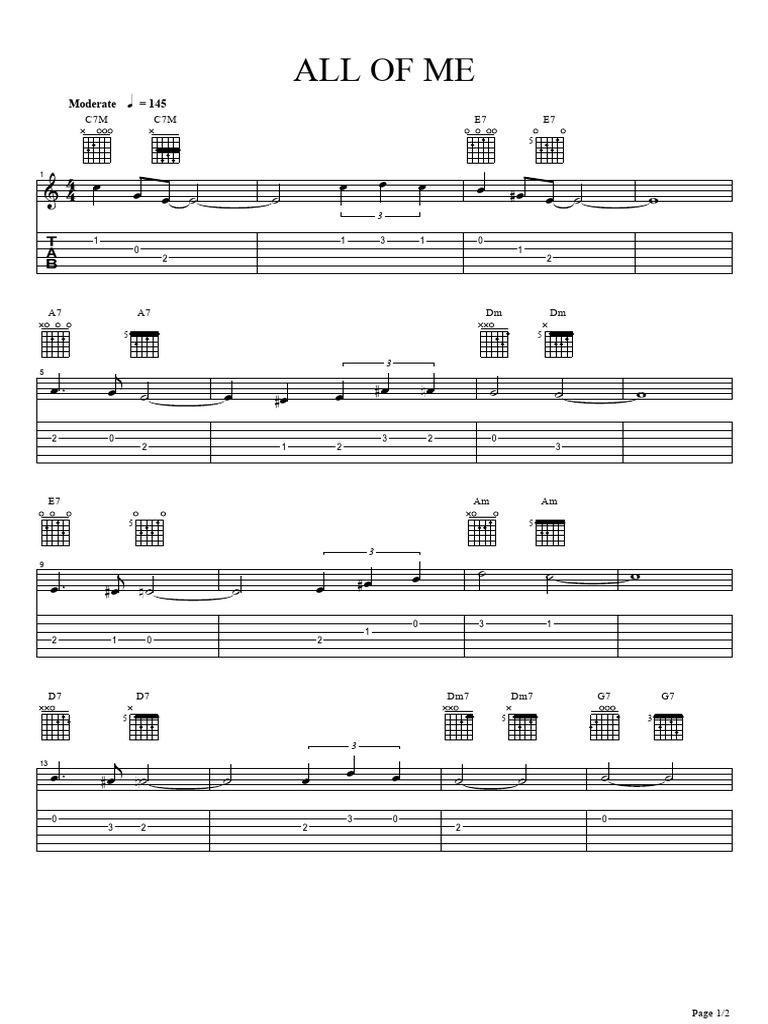 "All of Me Chord Chart" | PDF