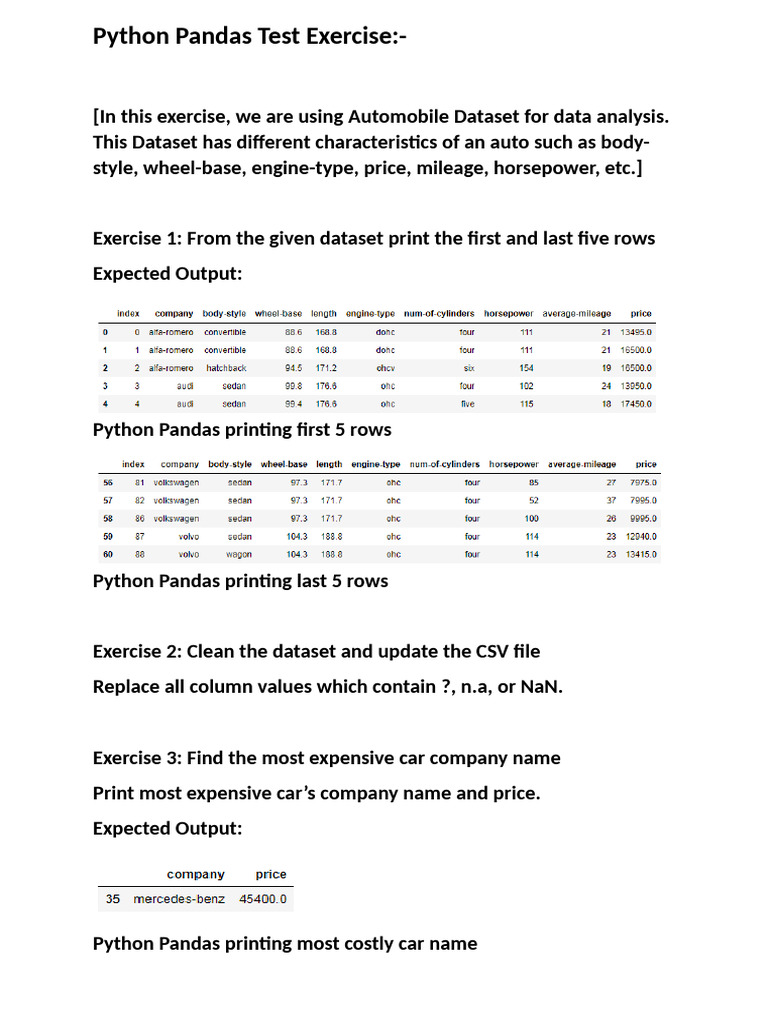 Pandas Exercises | PDF