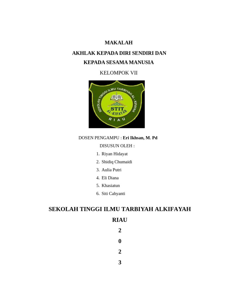 akhlak terhadap diri sendiri dan sesama manusia KL7 | PDF