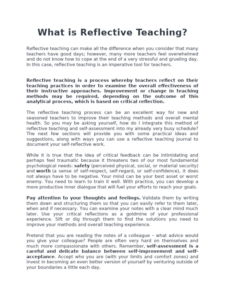 What Is Reflective Teaching | PDF | Experience | Teachers