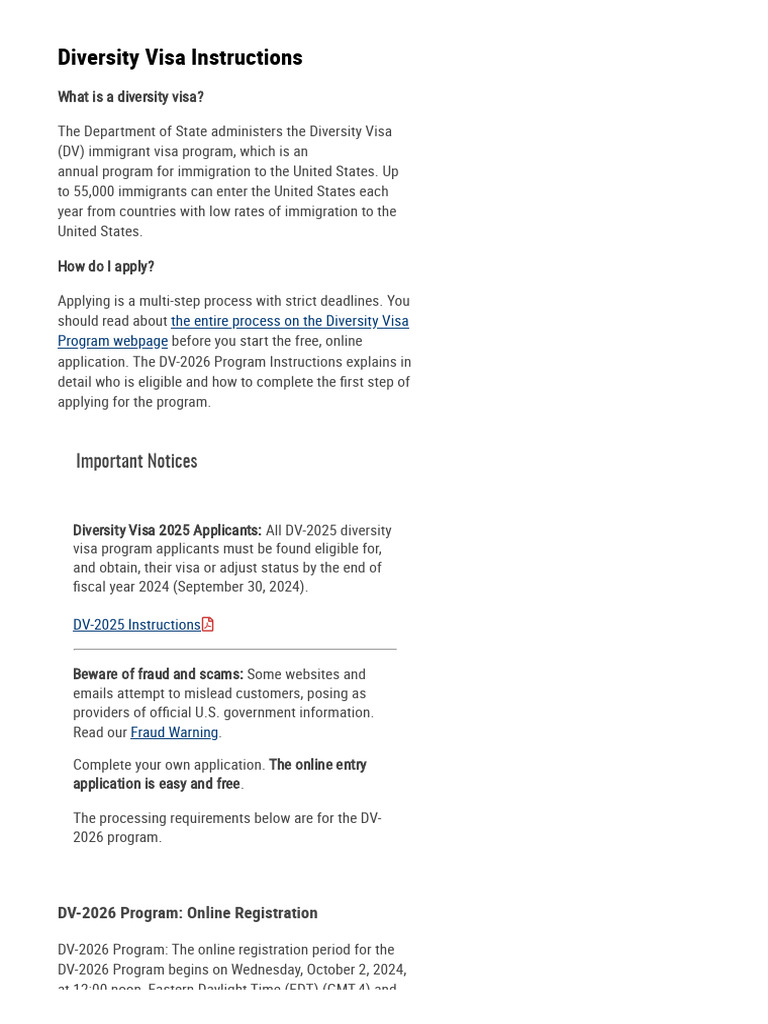 Diversity Visa Instructions | PDF | Cultural Globalization | Human Migration