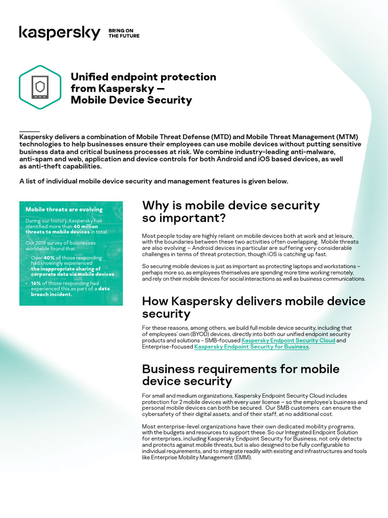 Kaspersky Mobile Security Solutions | PDF | Ios | Mobile App