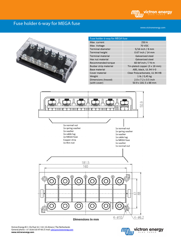 Datasheet Fuse Holder 6 Way MEGA Fuse EN | PDF