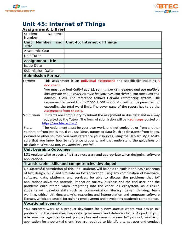 45 - IoT - Assignment Part 1 Brief | PDF | Internet Of Things | Software