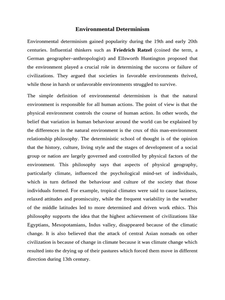 Environmental Determinism | PDF | Determinism | Behavior