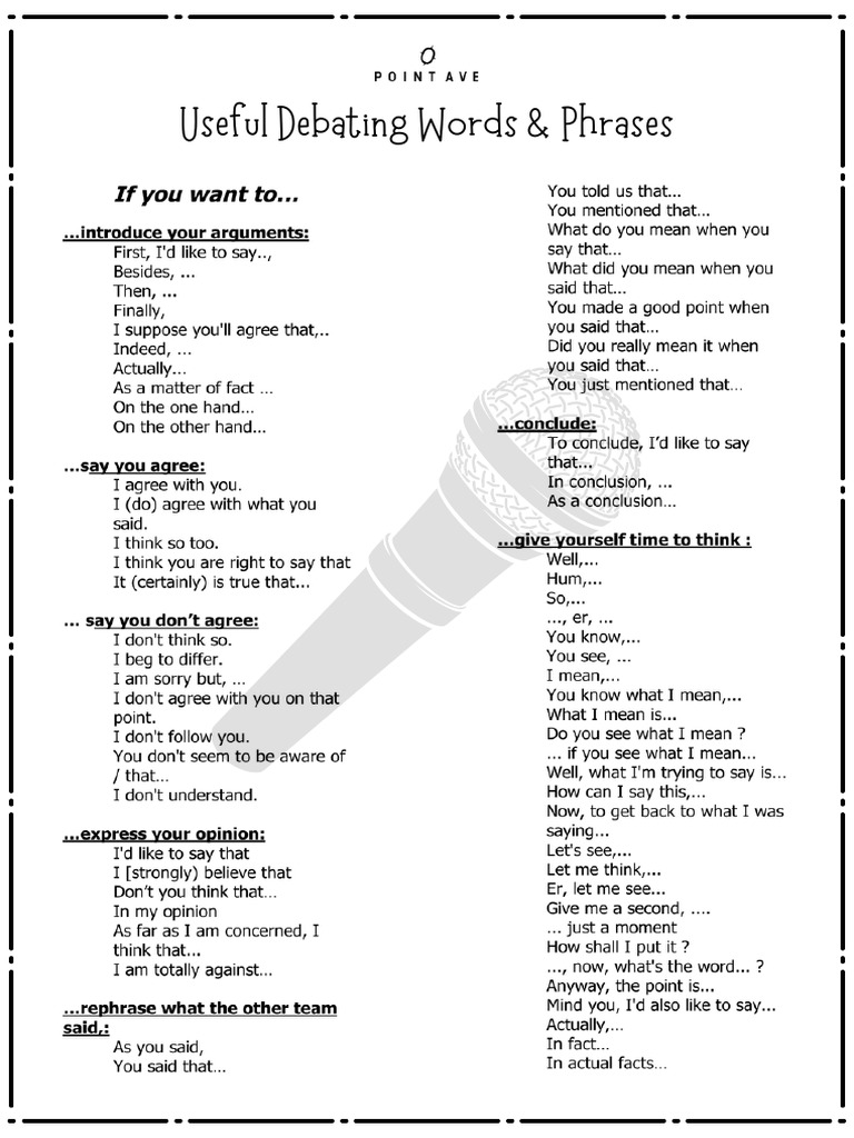 Useful Debating Words & Phrases | PDF