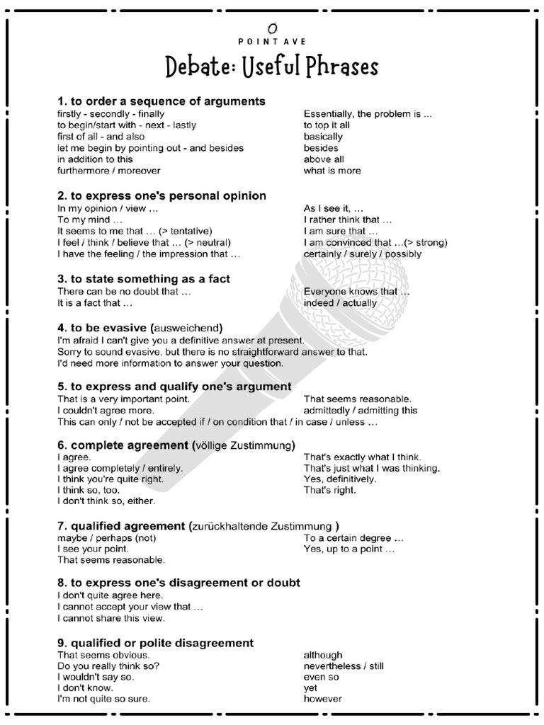 Debate Useful Phrases | PDF